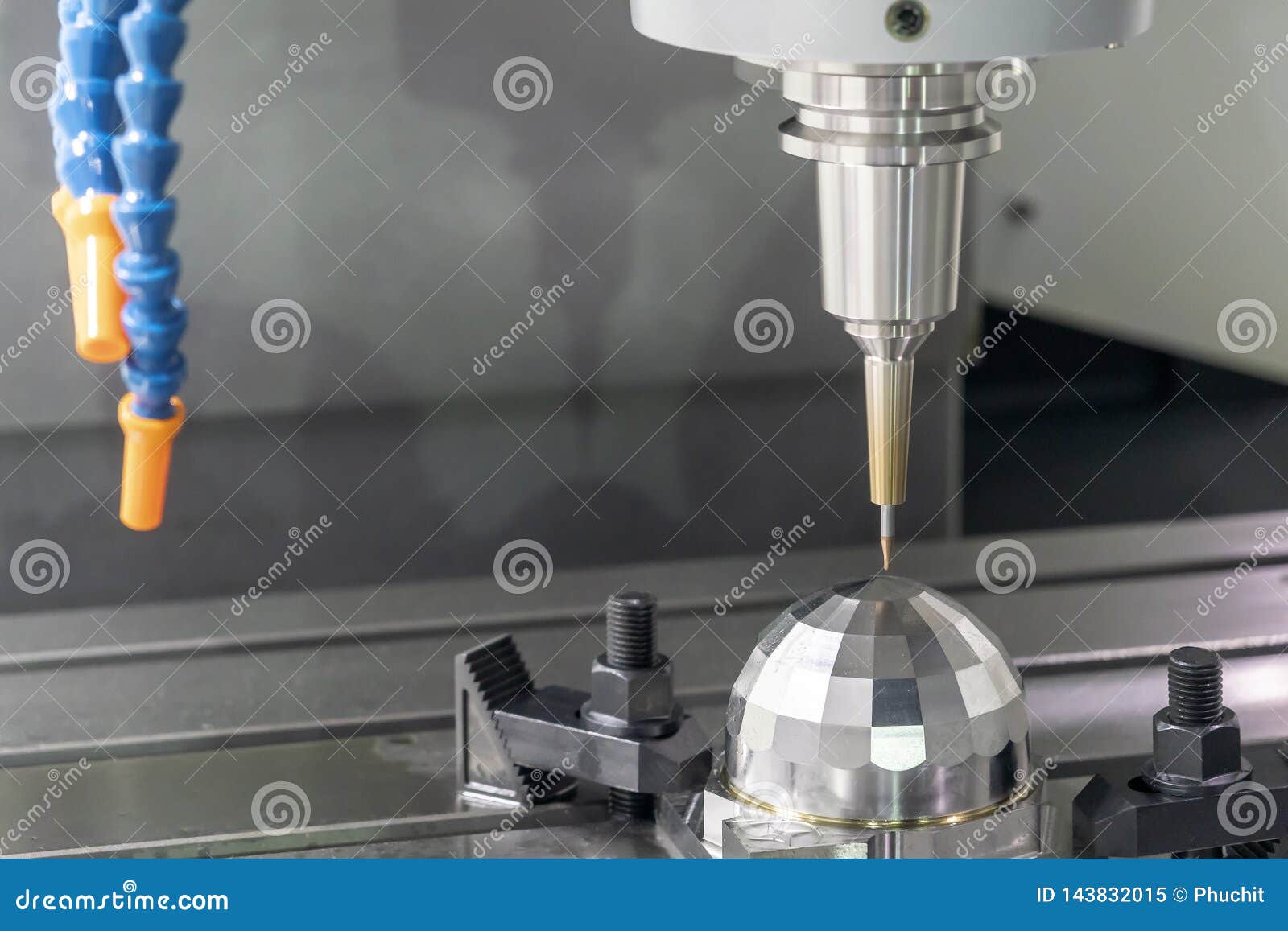 The CNC Milling Machine Cutting the Sample Part. Stock Image - Image of ...