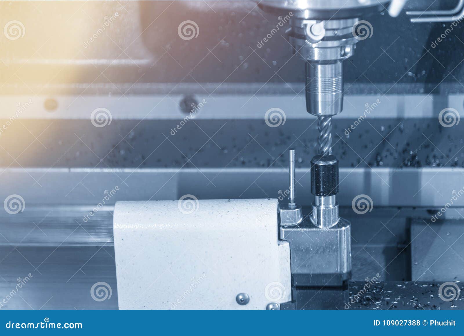 The CNC Milling Machine Cutting the Sample Part. Stock Photo - Image of ...