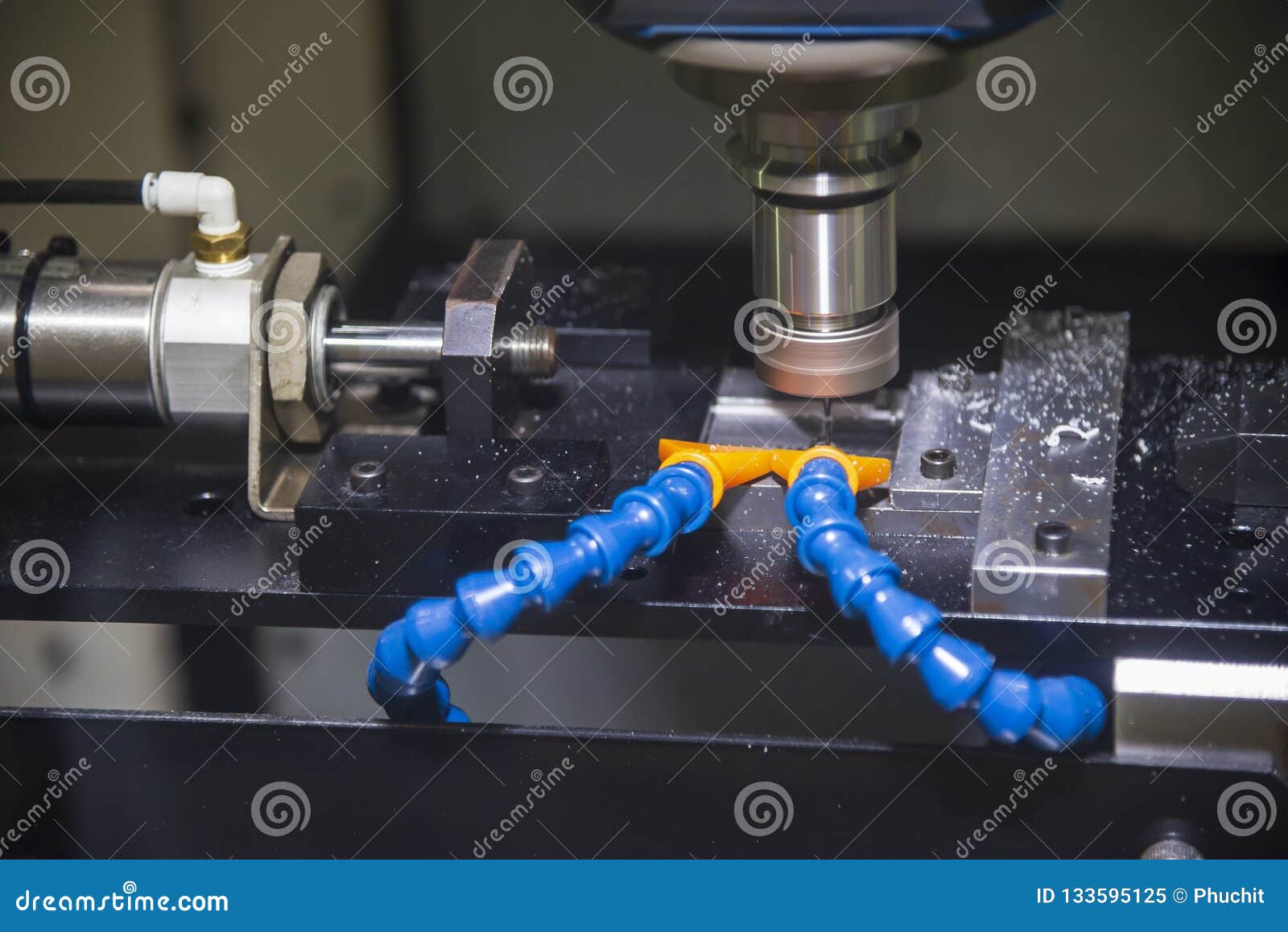 The CNC Milling Machine Cutting the Small Part . Stock Image - Image of ...