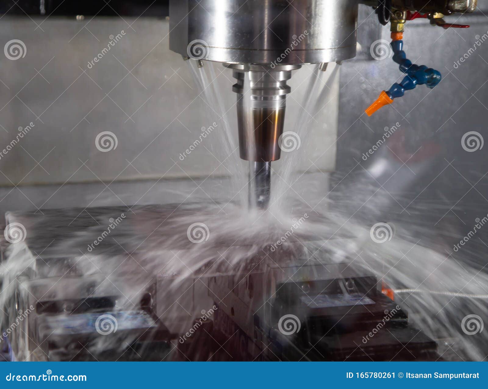 CNC Milling Machine Cutting Workpiece Stock Image - Image of industrial ...
