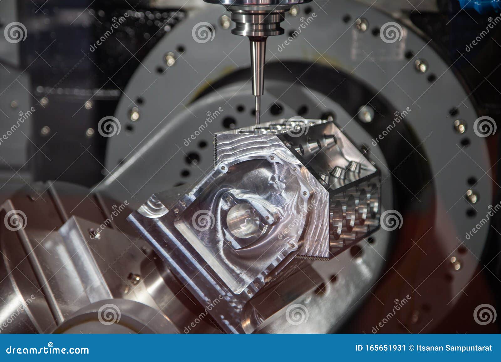 CNC Milling Machine Cutting Workpiece Stock Image - Image of ...