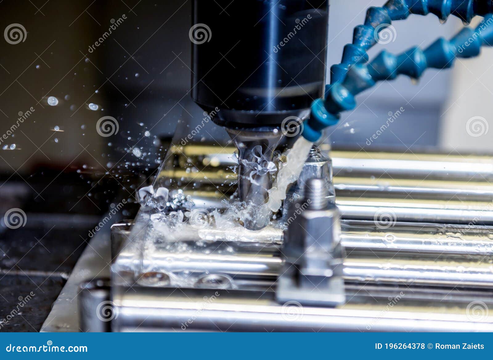 CNC Milling Machine Drills Holes in the Pipe. Stock Photo - Image of ...