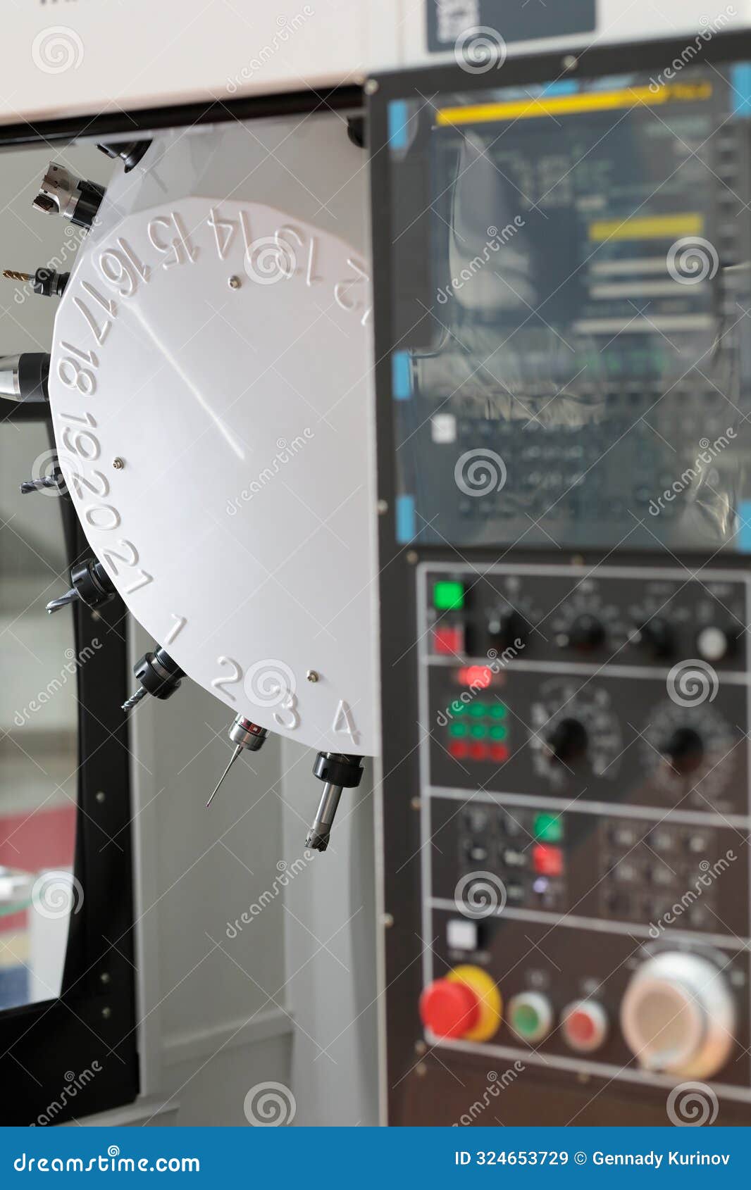 CNC Milling Machine with Drum Type Tool Magazine Stock Image - Image of ...