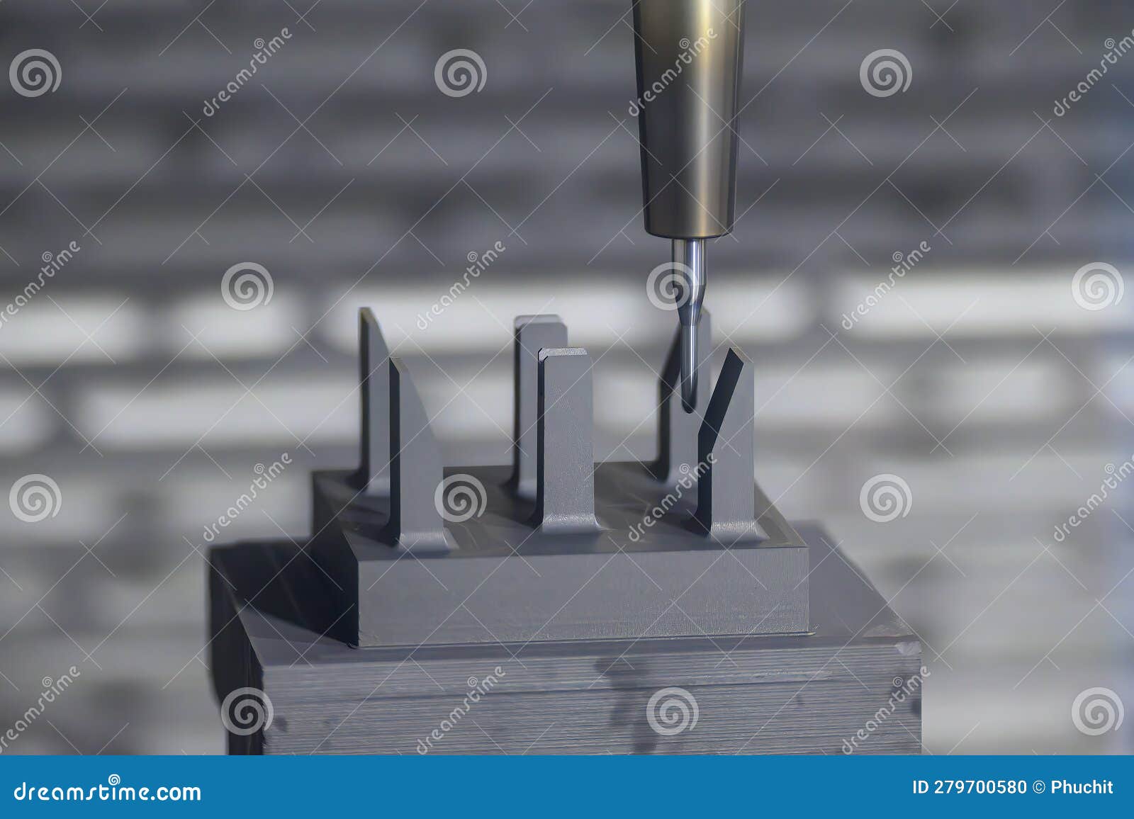 The CNC Milling Machine Finish Cutting the Graphite Electrode Parts with Solid Ball End Mill ...