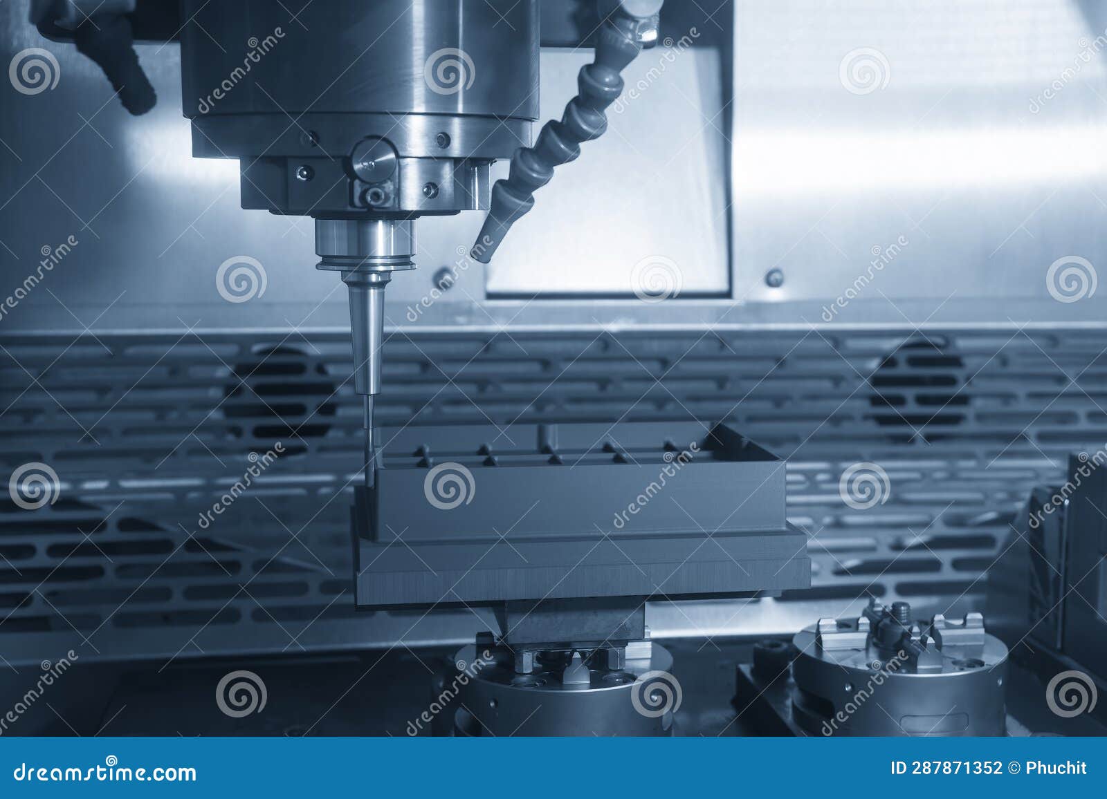 The CNC Milling Machine Finishing Cut the Graphite Electrode Parts with ...