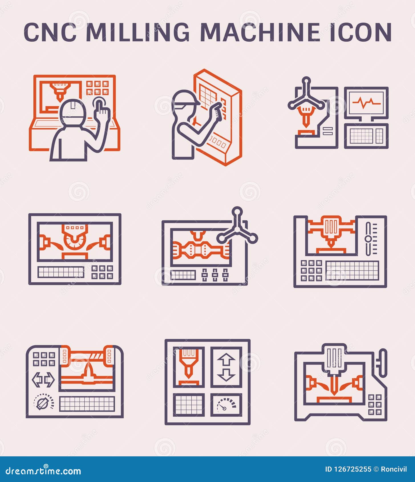 Cnc milling icon stock vector. Illustration of laborer - 126725255