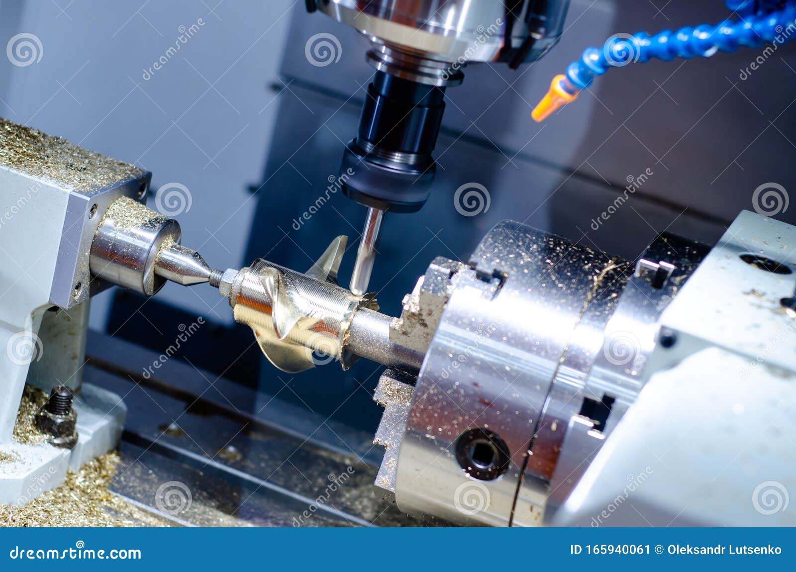 The CNC Milling Machine in Metal Working Process Stock Image - Image of ...