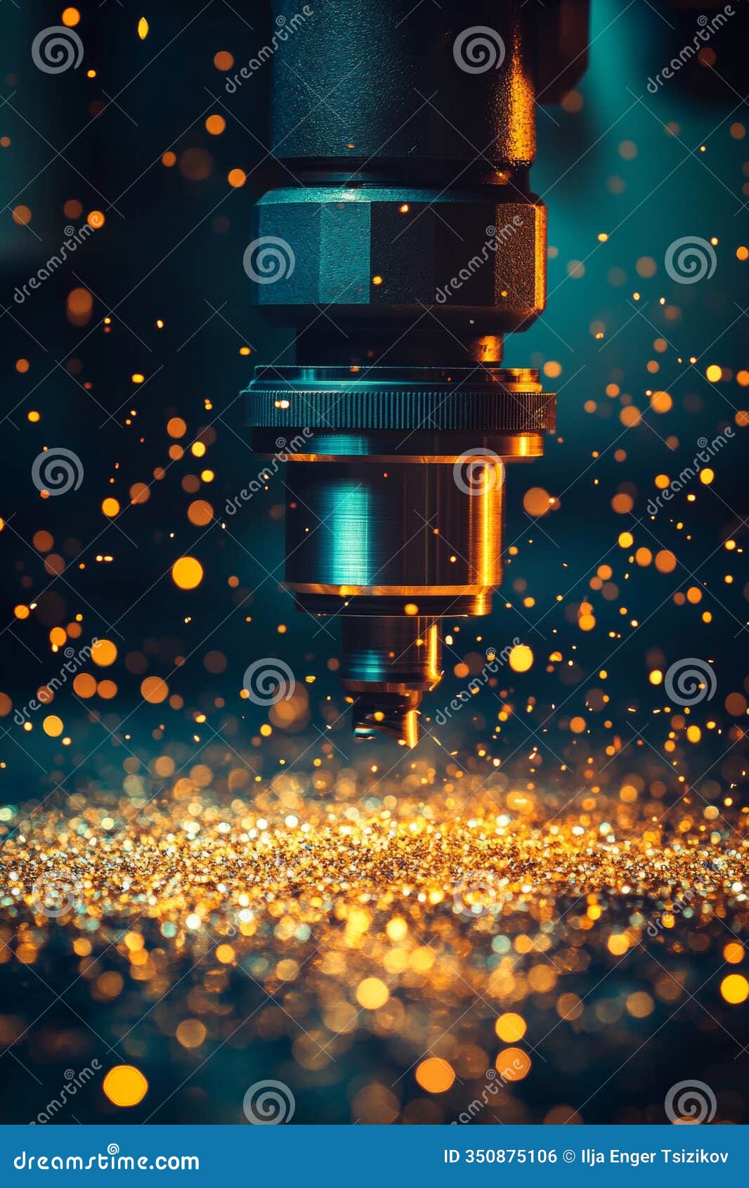 CNC Milling Machine in Operation Sparks Fly during High-Precision Metal ...