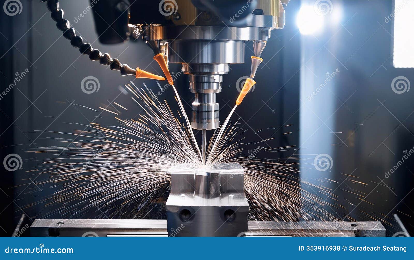 CNC Milling Machine Processing on Steel Stock Illustration ...