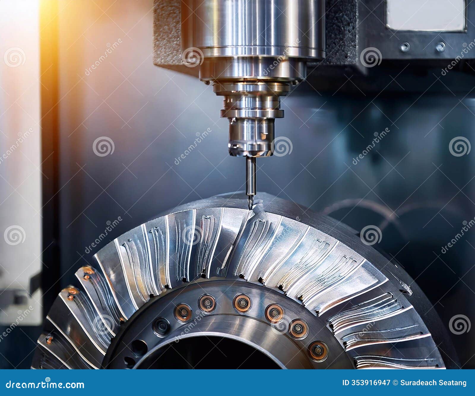 CNC Milling Machine Processing on Steel Stock Illustration ...