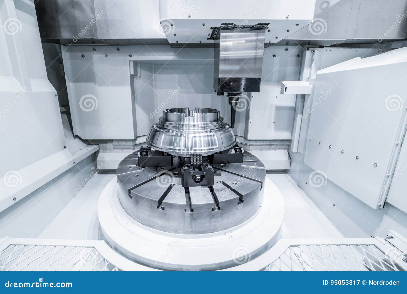 CNC Milling Machine Produces a Large Part Machining. Stock Image ...