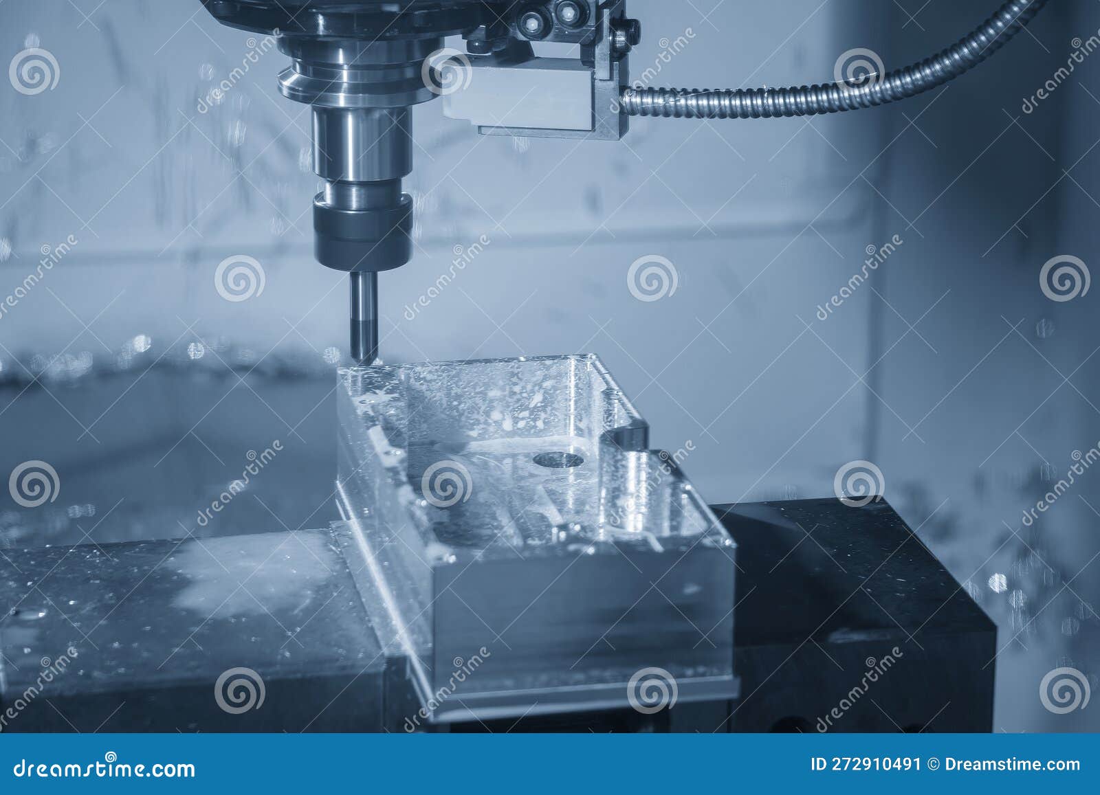 The CNC Milling Machine Rough Cutting with Flat End Mill Tool Stock ...