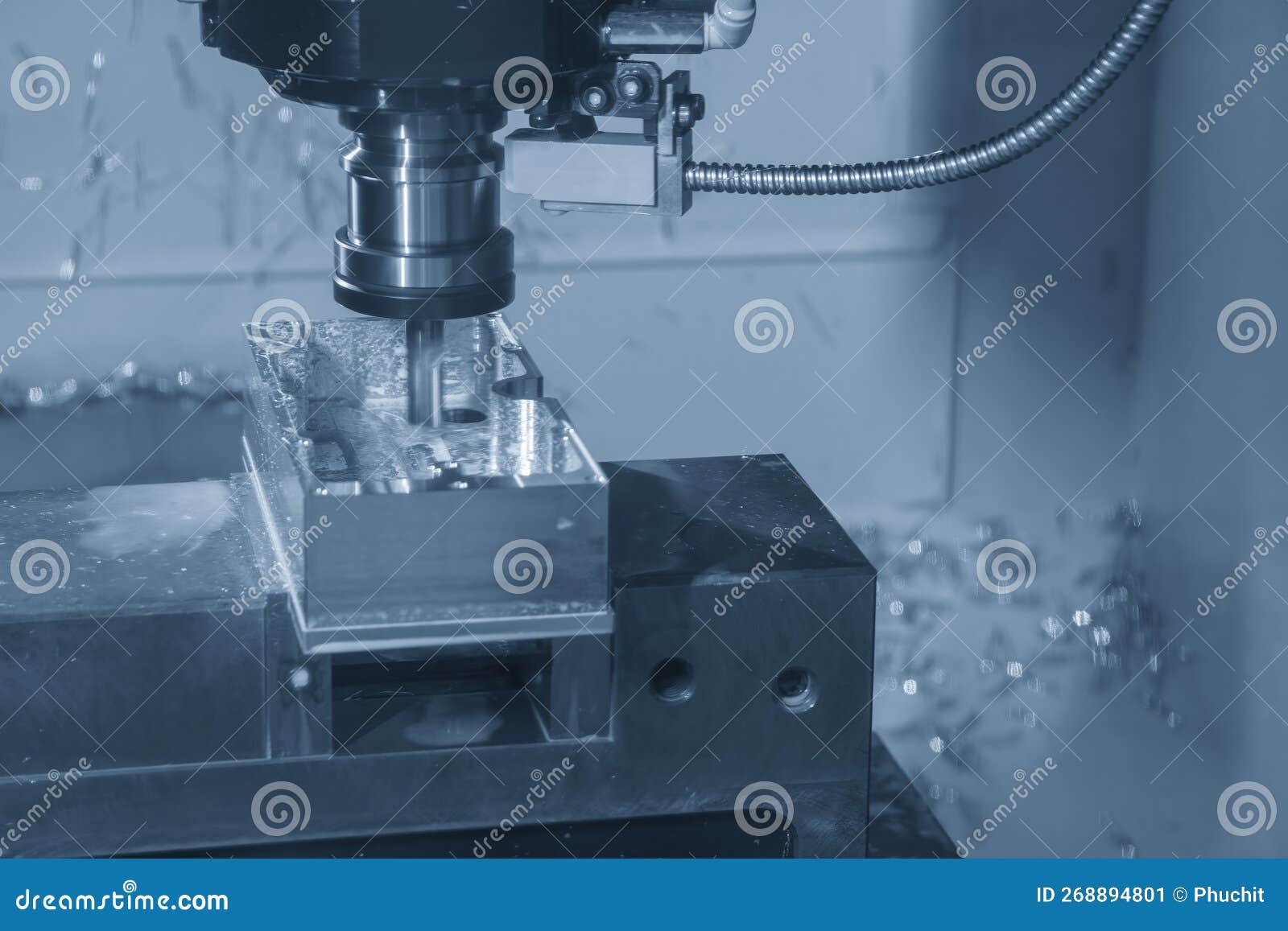 The CNC Milling Machine Rough Cutting with Flat End Mill Tool Stock ...