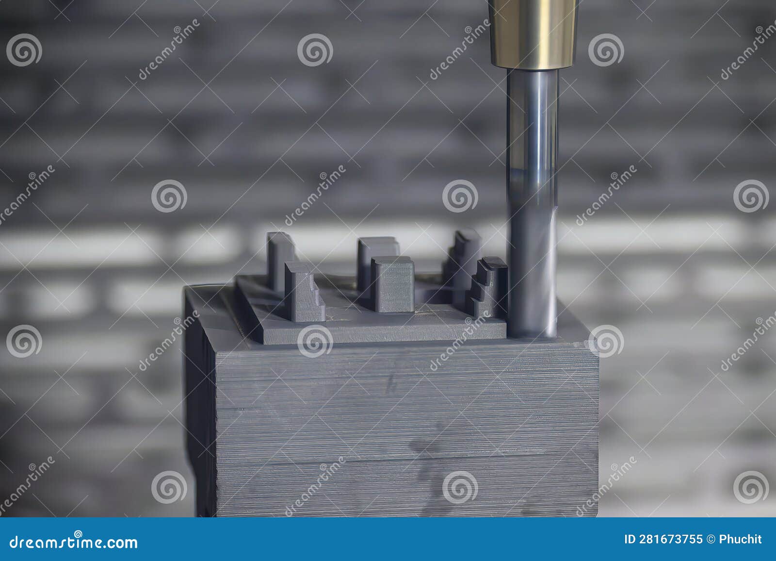 The CNC Milling Machine Rough Cutting the Graphite Electrode Parts with ...