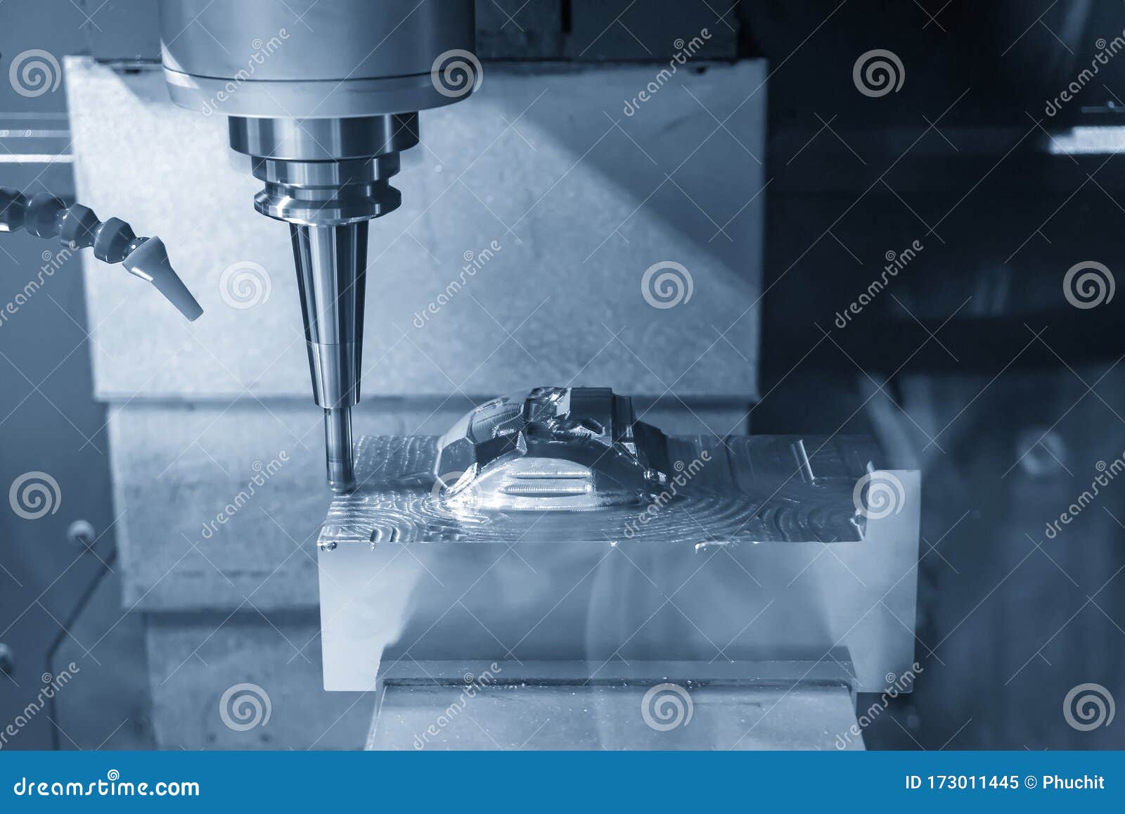 The CNC Milling Machine Rough Cutting the Injection Mold Parts by Solid ...