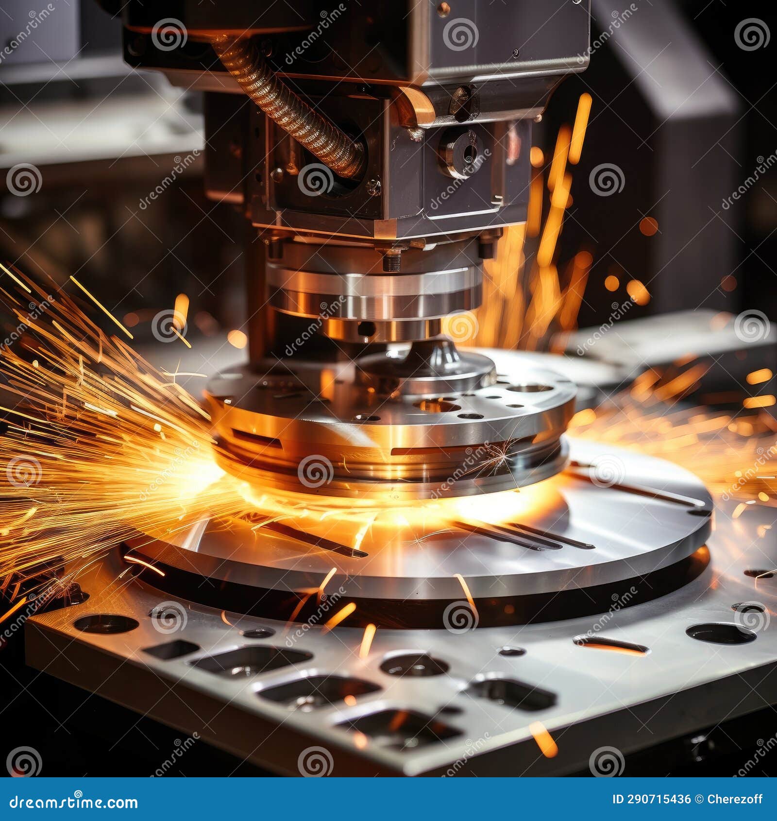 CNC Milling Machine Sharpens Part, Sparks Stock Photo - Image of ...