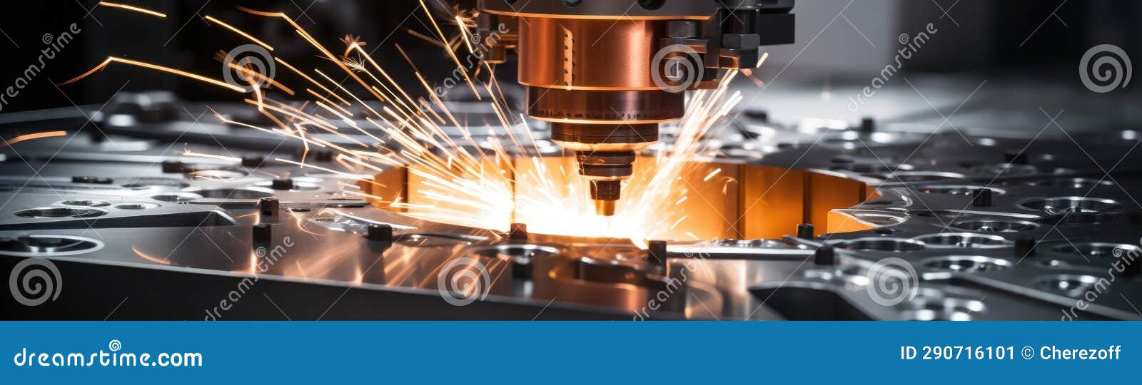 CNC Milling Machine Sharpens Part, Sparks Stock Image - Image of ...