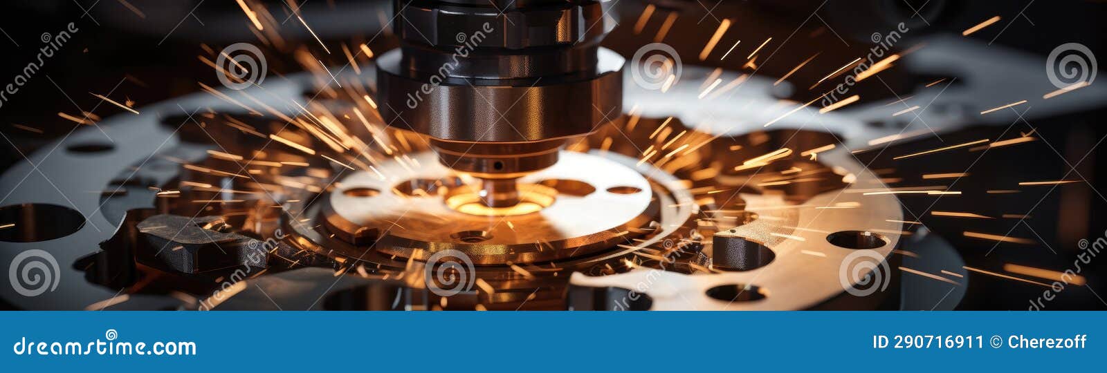 CNC Milling Machine Sharpens Part, Sparks Stock Image - Image of ...