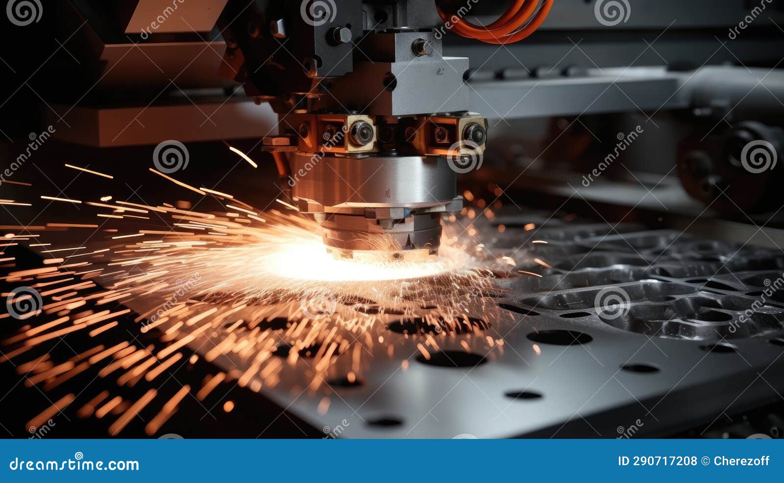 CNC Milling Machine Sharpens Part, Sparks Stock Photo - Image of ...