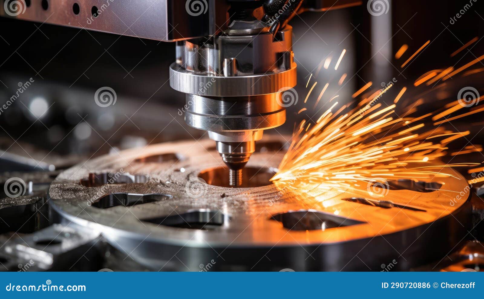 CNC Milling Machine Sharpens Part, Sparks Stock Photo - Image of steel ...