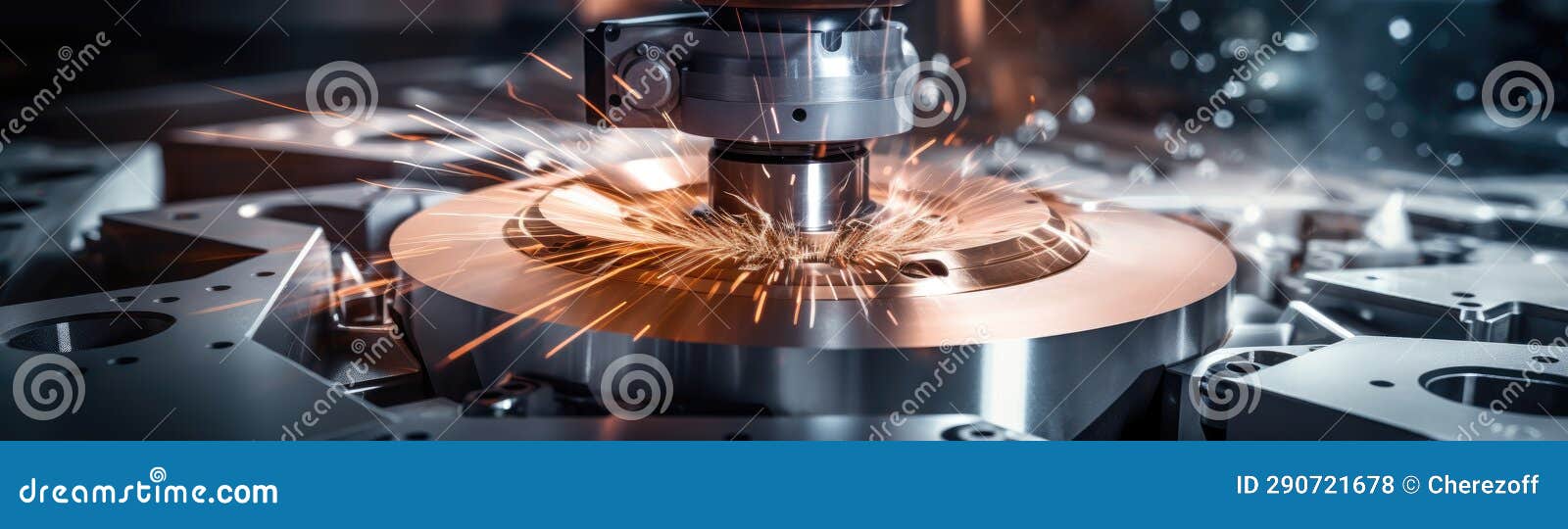 CNC Milling Machine Sharpens Part, Sparks Stock Photo - Image of detail ...