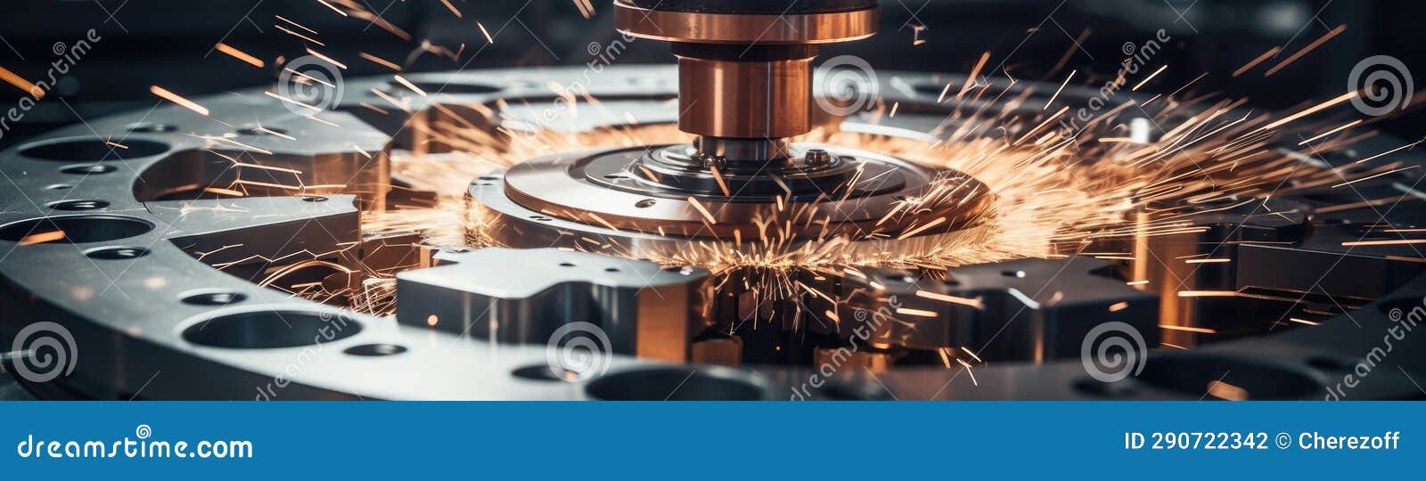 CNC Milling Machine Sharpens Part, Sparks Stock Photo - Image of ...