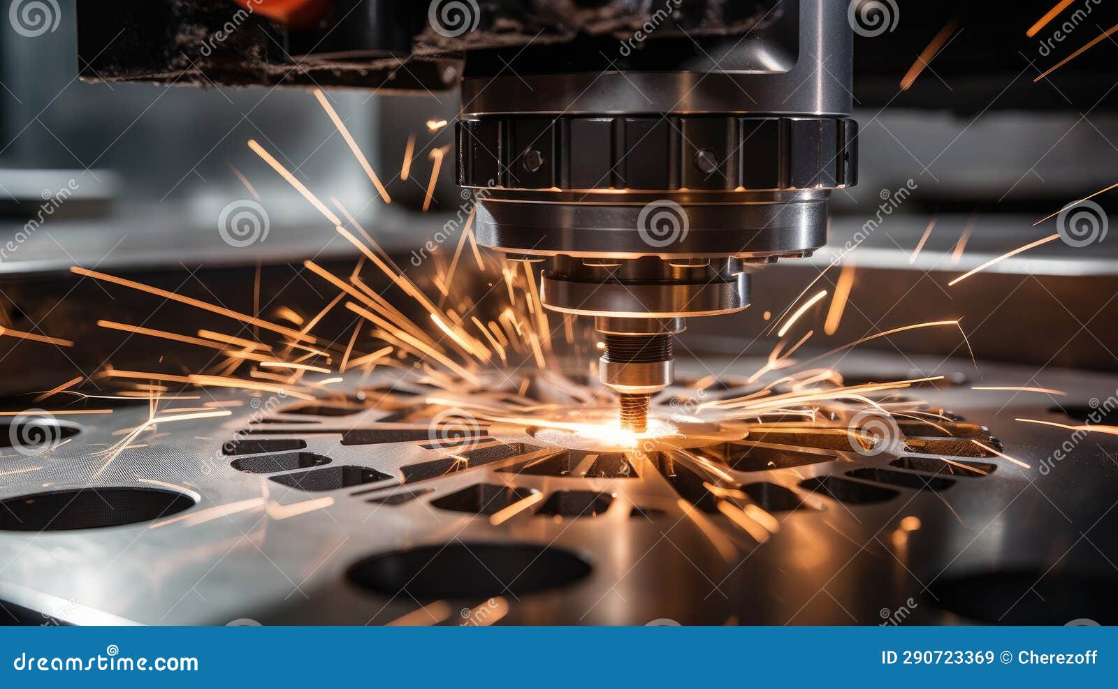 CNC Milling Machine Sharpens Part, Sparks Stock Image - Image of ...