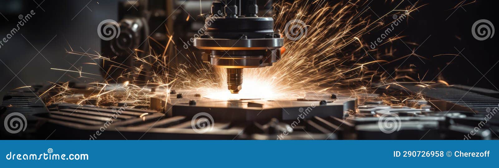 CNC Milling Machine Sharpens Part, Sparks Stock Photo - Image of ...