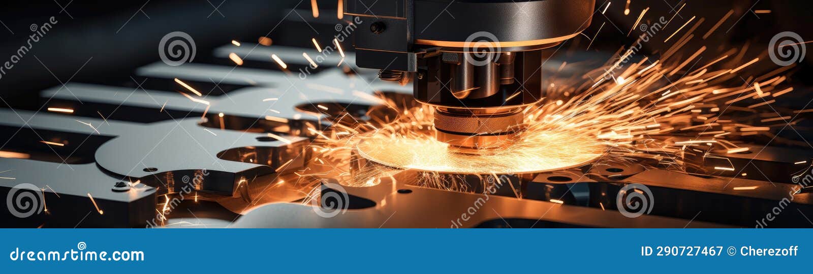 CNC Milling Machine Sharpens Part, Sparks Stock Image - Image of ...