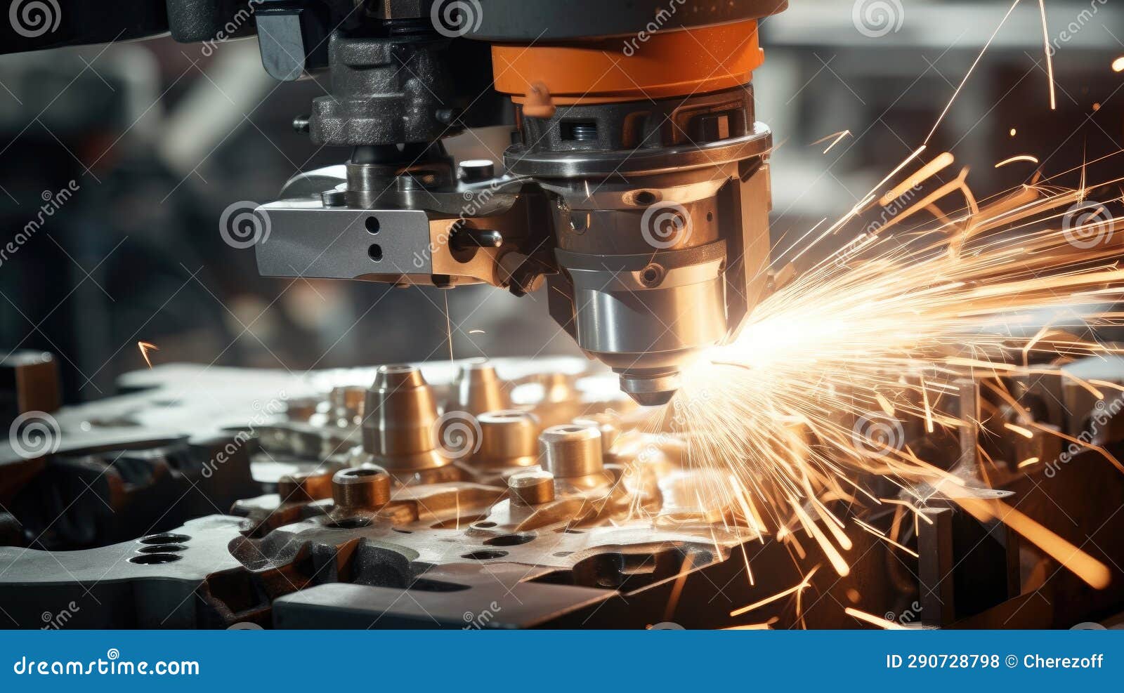 CNC Milling Machine Sharpens Part, Sparks Stock Photo - Image of circle ...