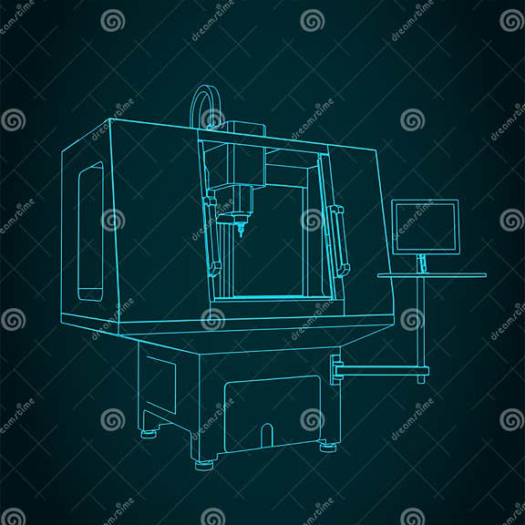 CNC milling machine stock vector. Illustration of steel - 263251393