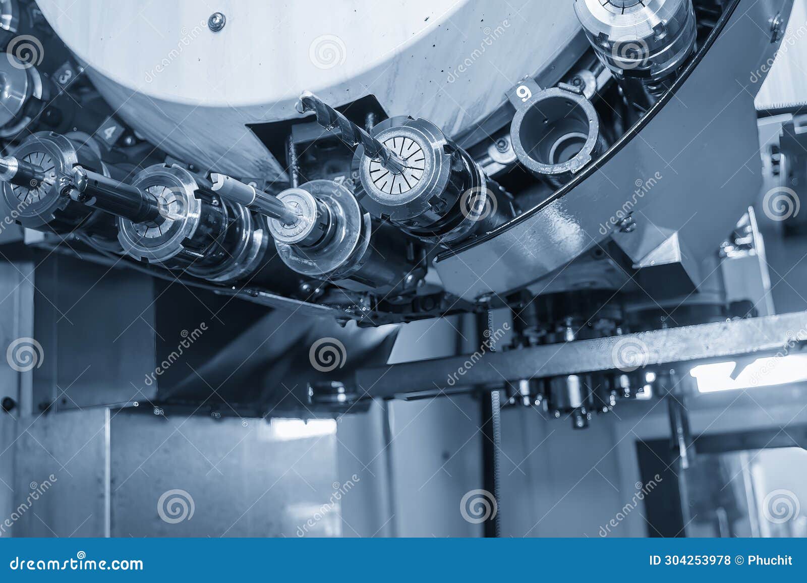 The CNC Milling Machine Tool Magazine in the Light Blue Scene Stock ...