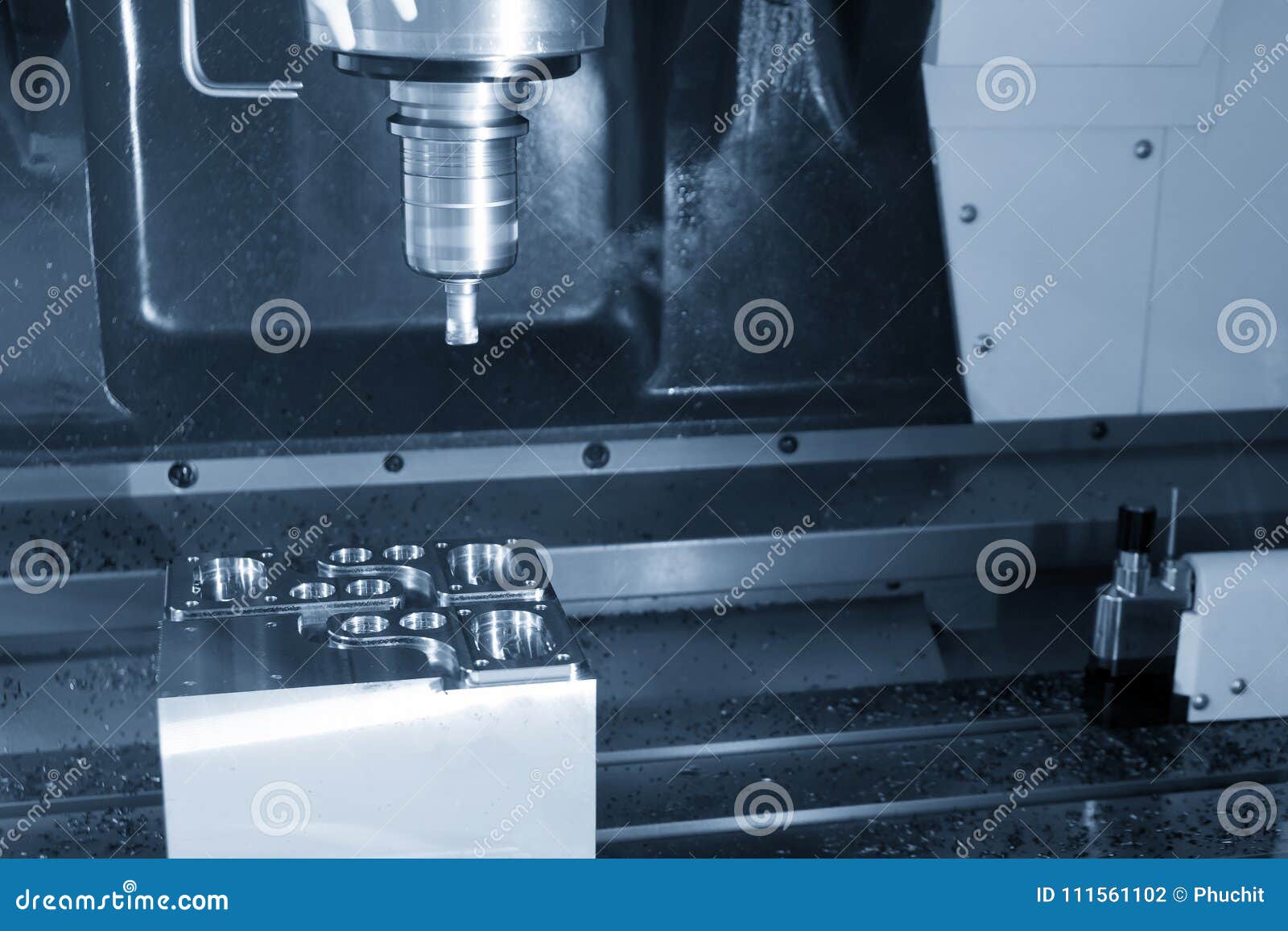 The CNC Milling Machine Use Solid End-mill Tool Stock Photo - Image of ...