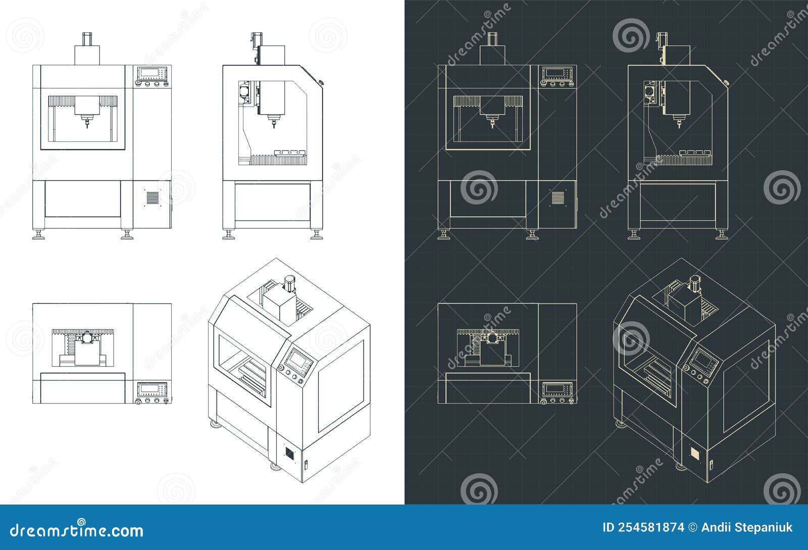 CNC PCB Drilling and Routing Machine Blueprints Stock Vector ...