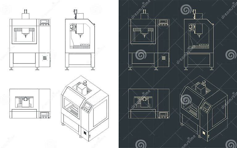 CNC PCB Drilling and Routing Machine Blueprints Stock Vector ...