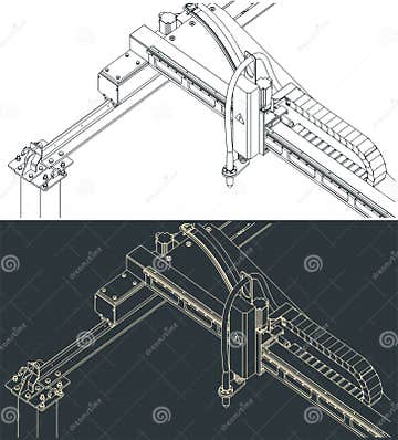 CNC Plasma Cutting Machine Drawings Stock Vector - Illustration of ...