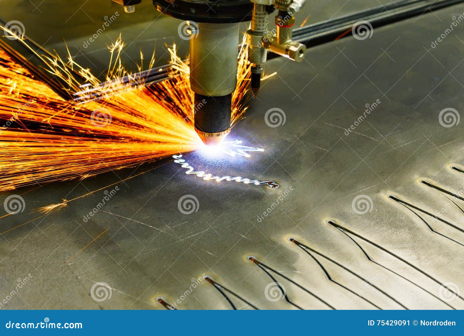 CNC Plasma Cutting Machine during Operation. Stock Image - Image of ...