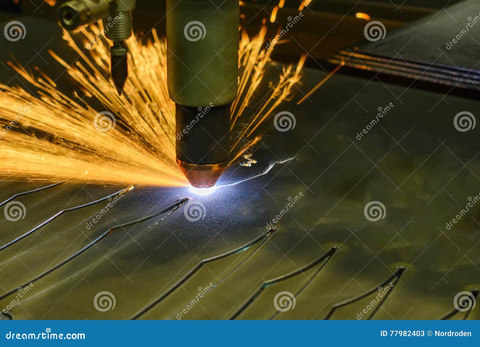 CNC Plasma Cutting Machine during Operation. Stock Image - Image of ...