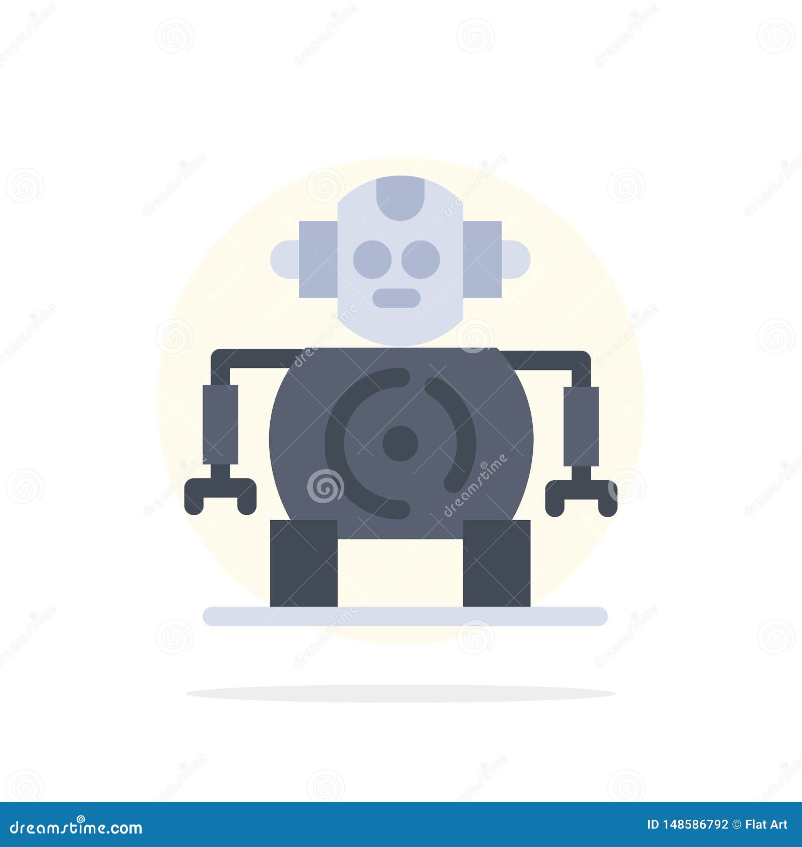 Cnc, Robotics, Technology Abstract Circle Background Flat Color Icon ...