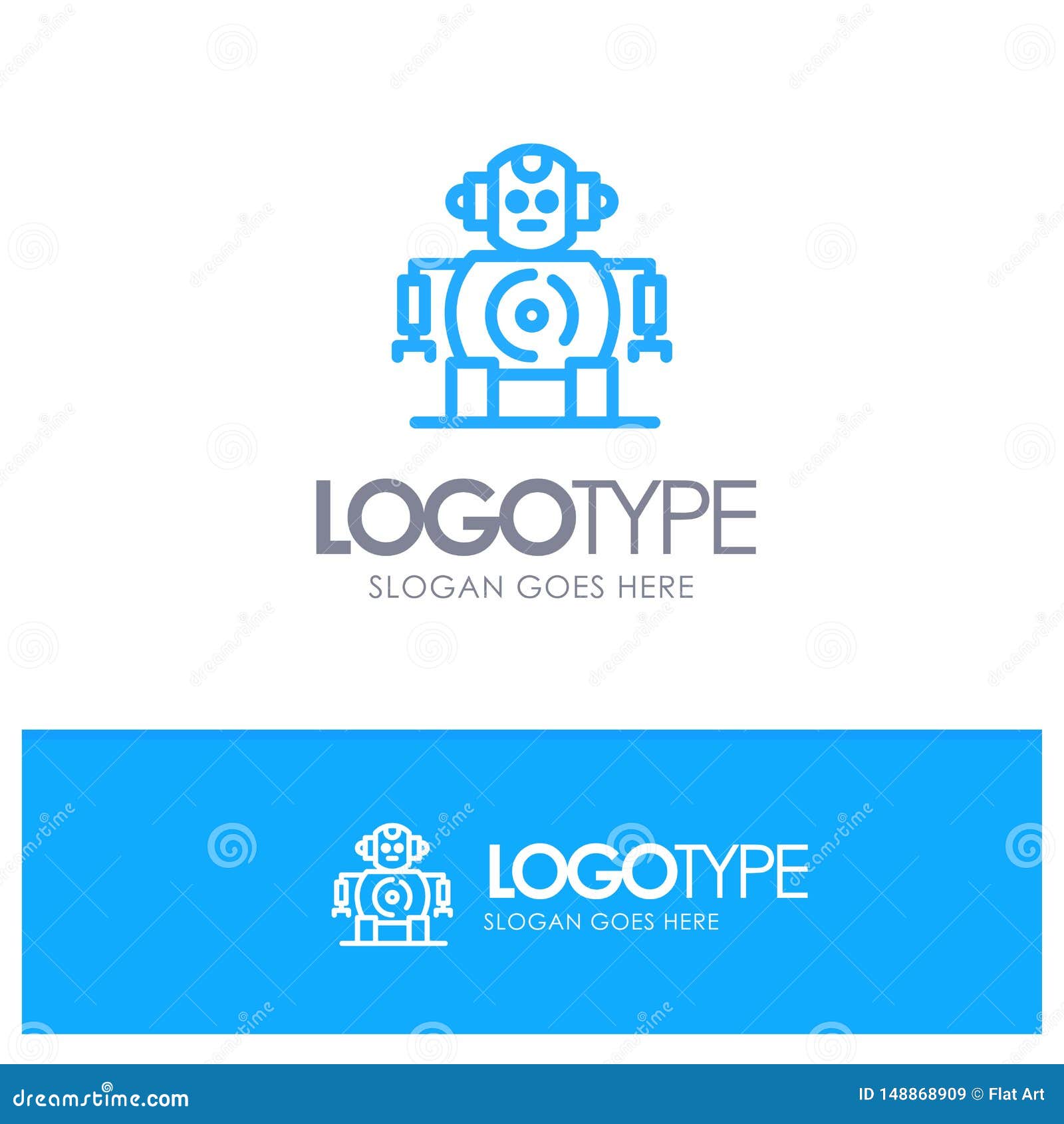 Cnc, Robotics, Technology Blue OutLine Logo with Place for Tagline ...