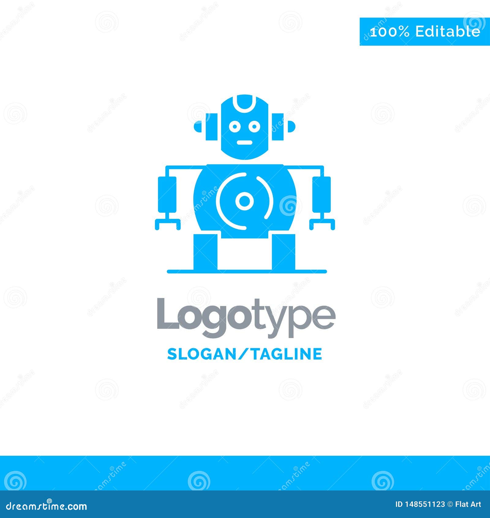 Cnc, Robotics, Technology Blue Solid Logo Template. Place for Tagline ...