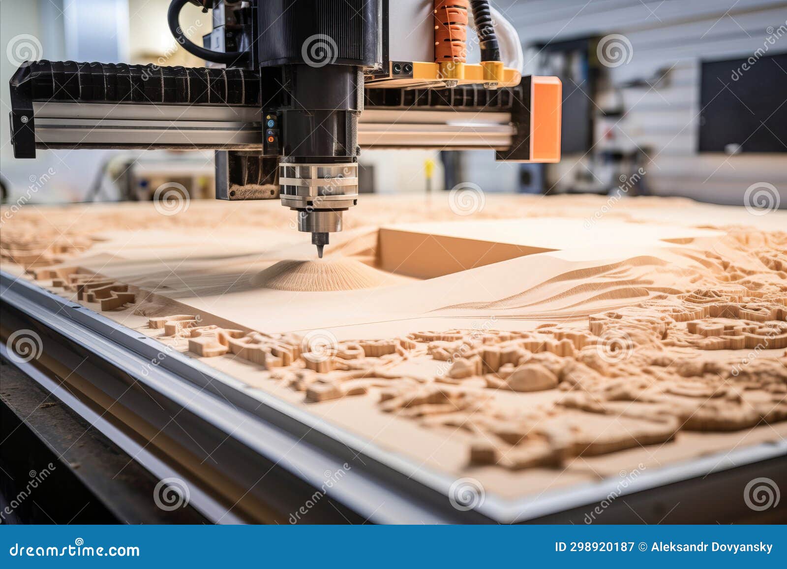 CNC Router Cutting Wood Close Up Stock Image - Image of sheet, modern ...