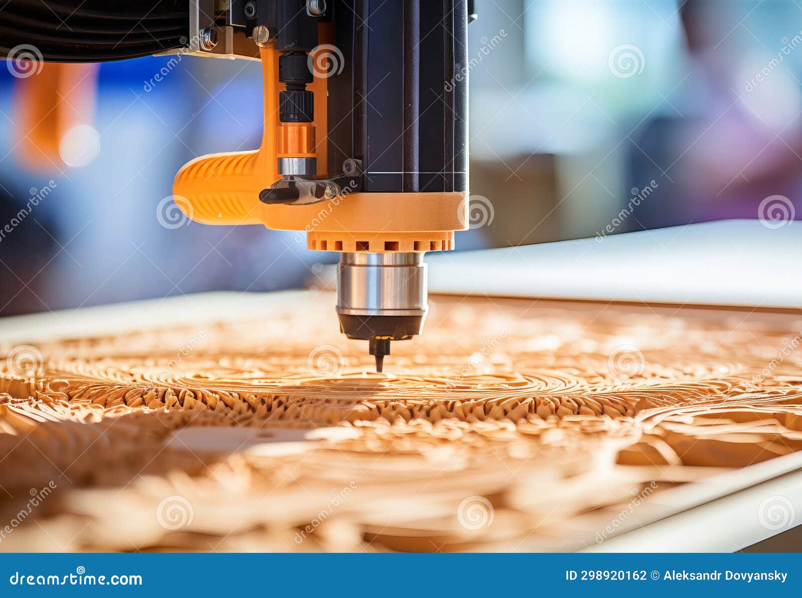 CNC Router Cutting Wood Close Up Stock Photo - Image of pattern ...