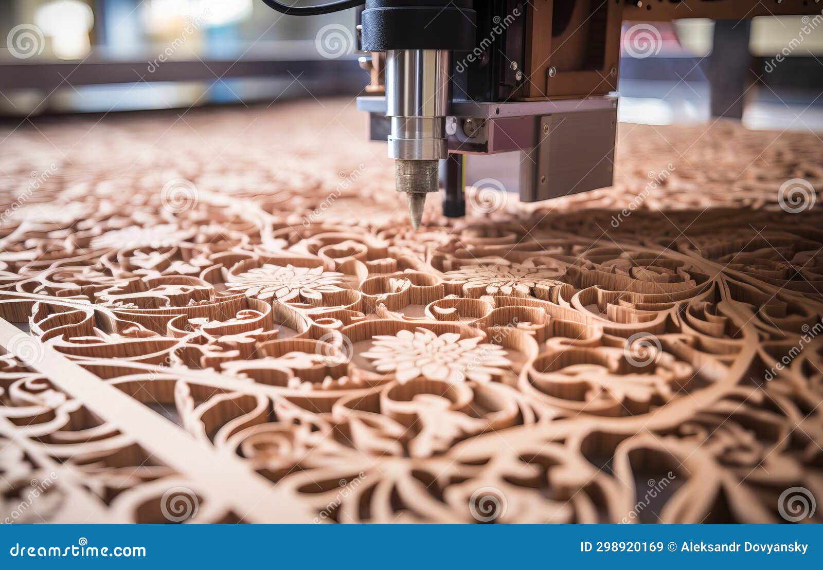 CNC Router Cutting Wood Close Up Stock Image - Image of technology ...