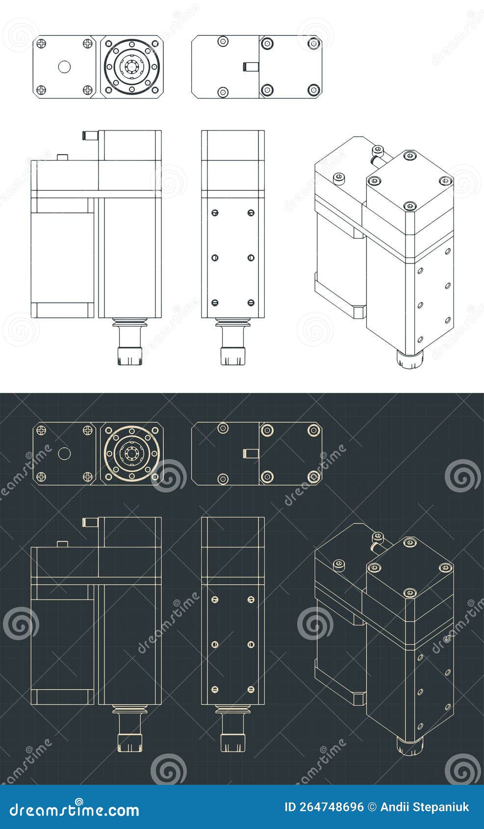 CNC router head blueprints stock vector. Illustration of cutter - 264748696