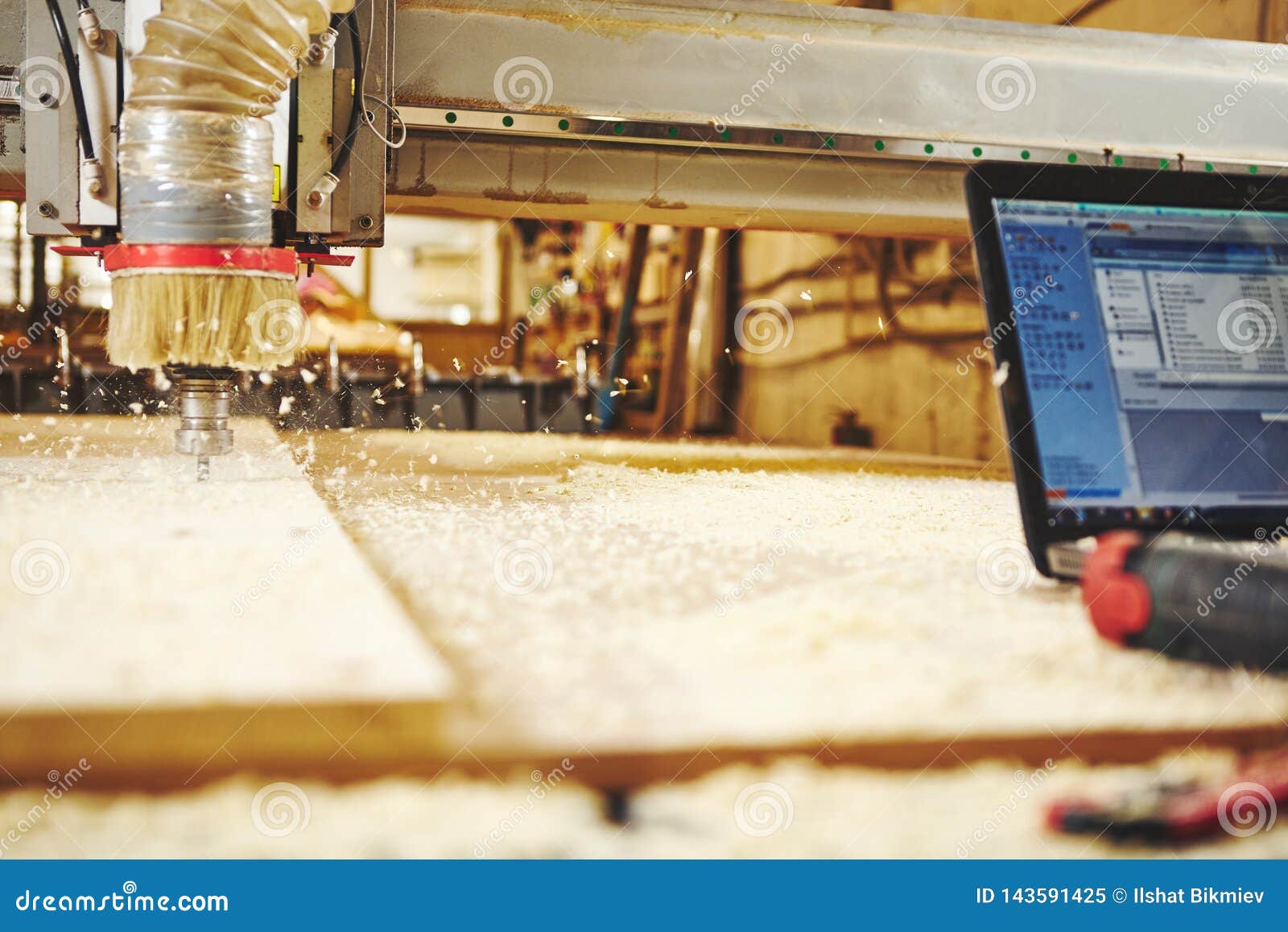 CNC Router Machine Creates a Layout of the Shelf Complex. Stock Image ...