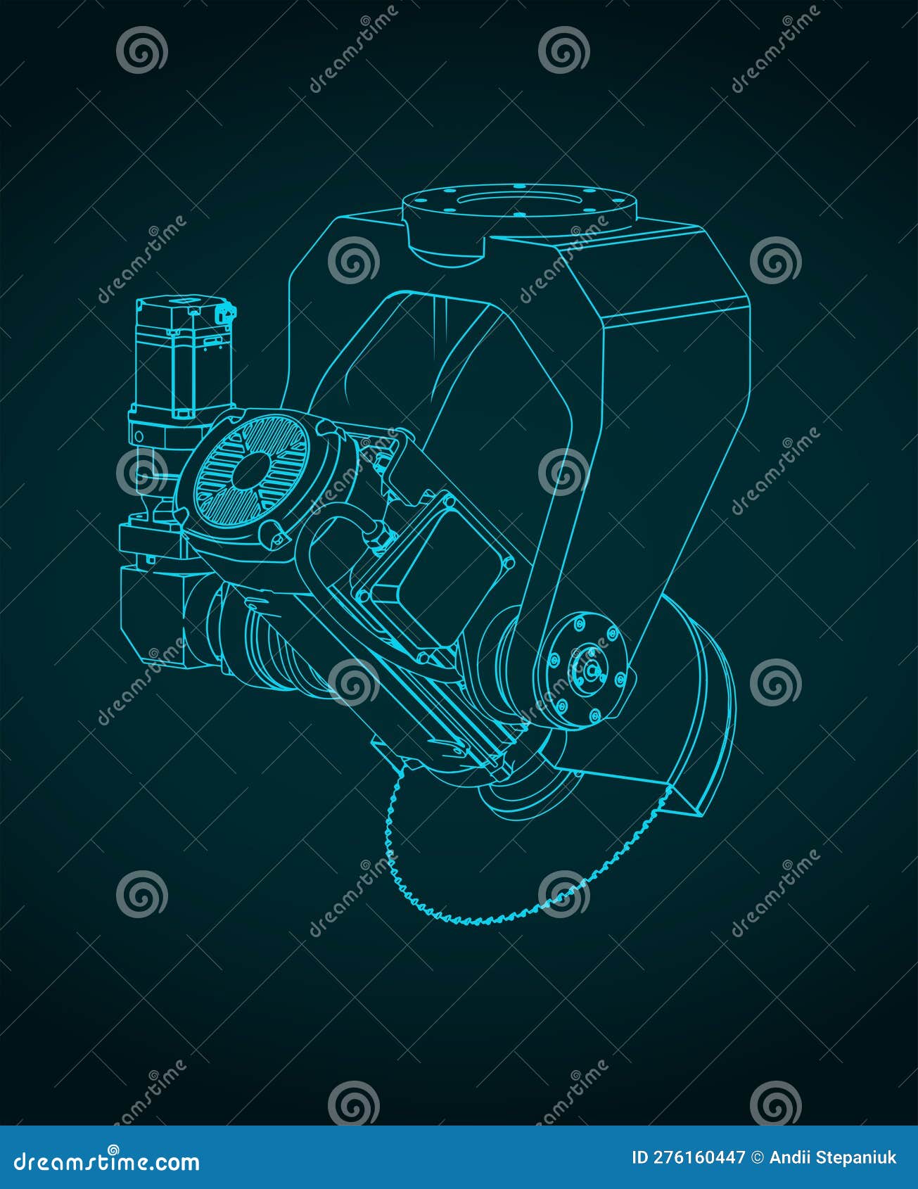 CNC Saw Head blueprint stock vector. Illustration of engineering ...