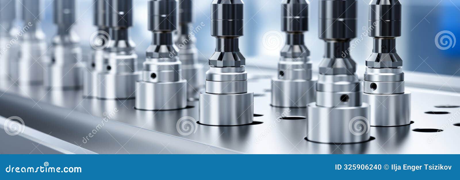 Shining Cnc Tool Holder With Assorted Specialized Tools Reflecting ...