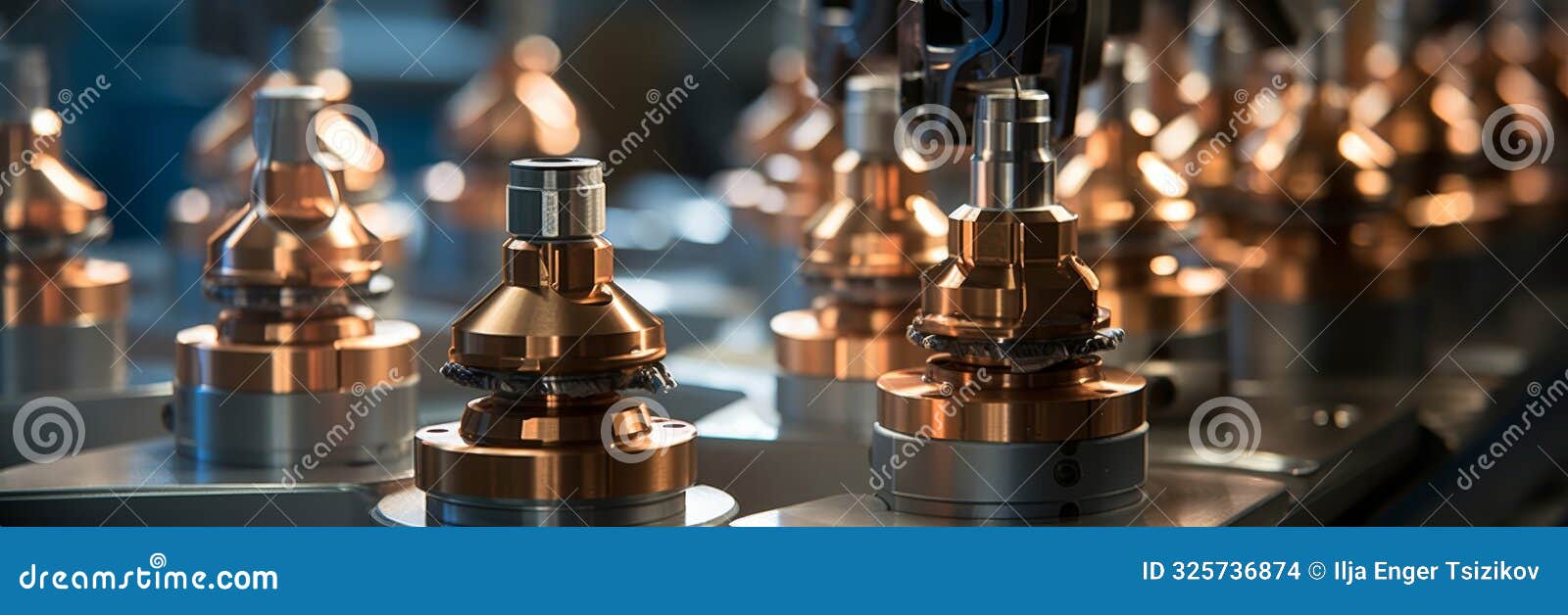 Cnc Tool Holder Showcasing Assorted Tools, Glistening Under the Bright ...