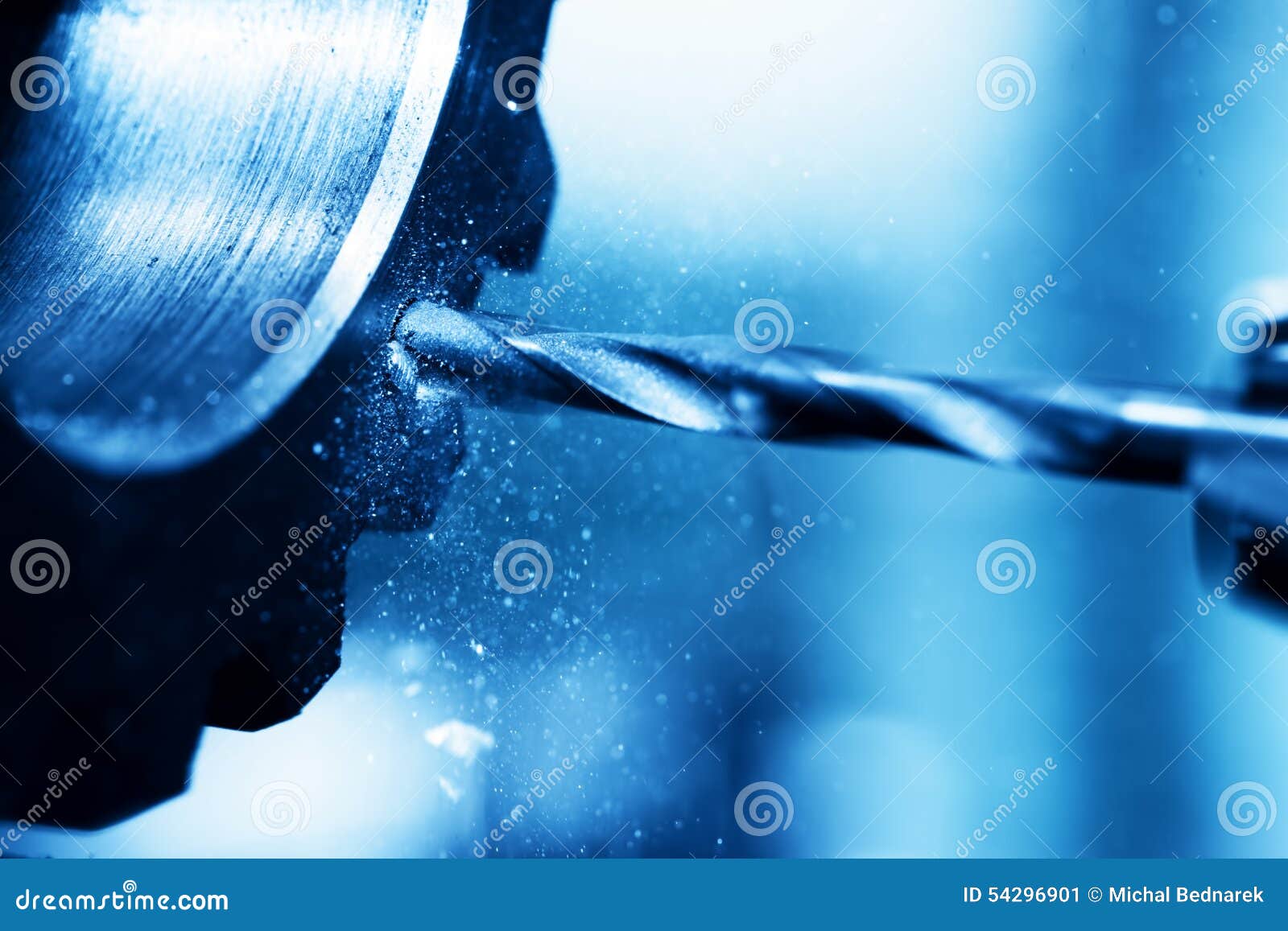 CNC Turning, Drilling and Boring Machine at Work Close-up Stock Image ...